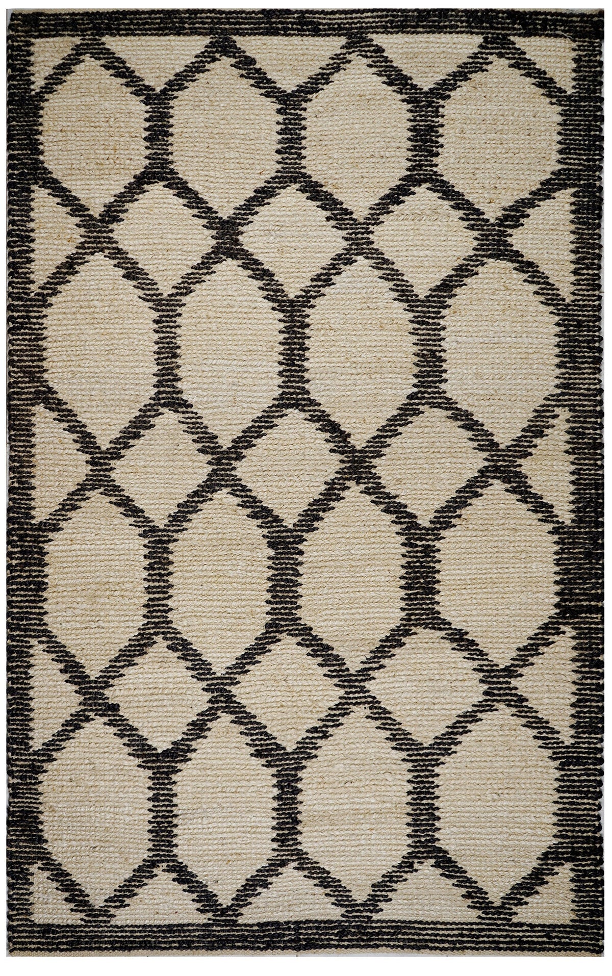 Black Patterned Diamond Jute Rug — Modern Designer Rugs