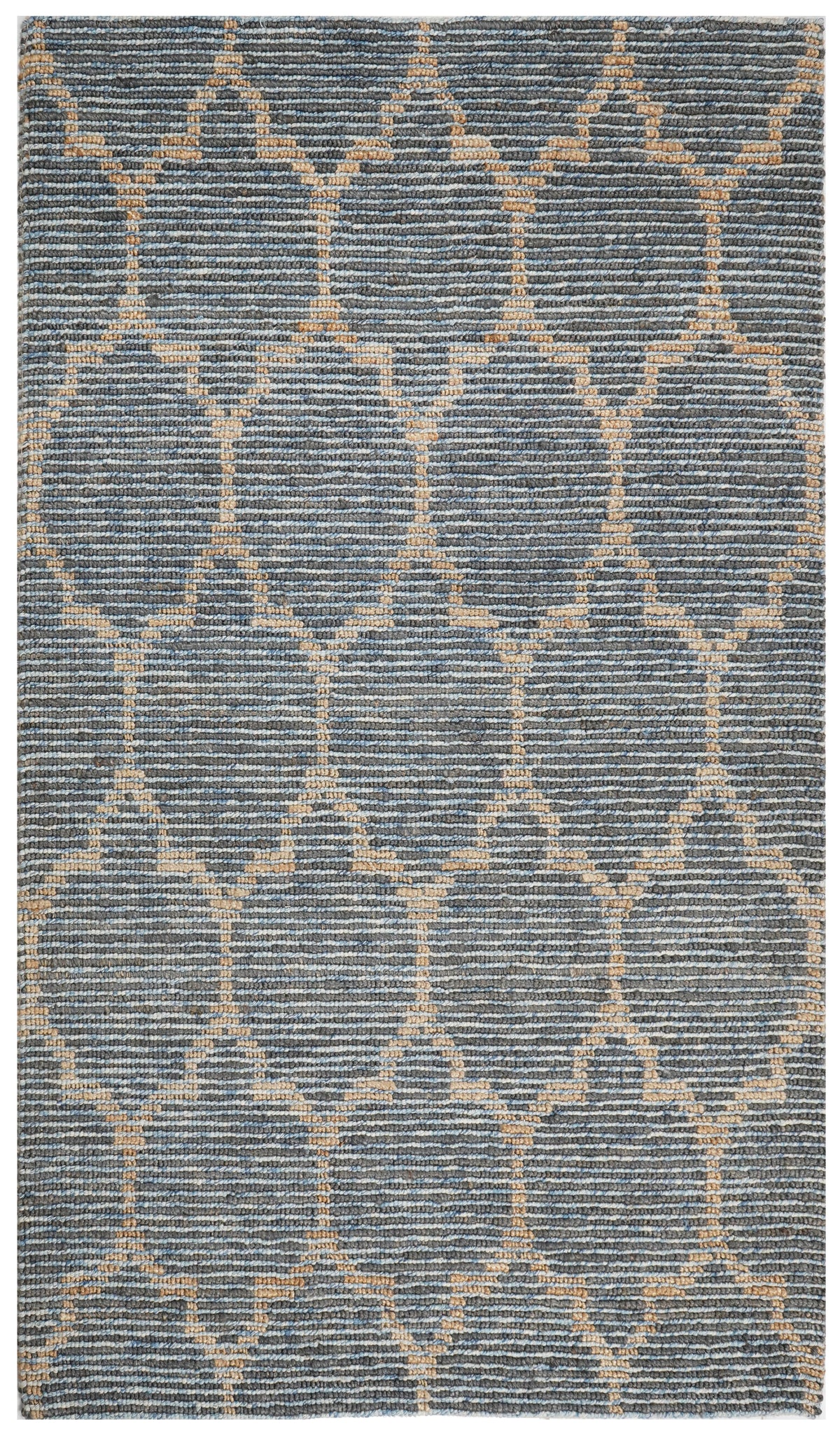 Ornamental Sky Blue Jute Loop Rug — Modern Designer Rugs