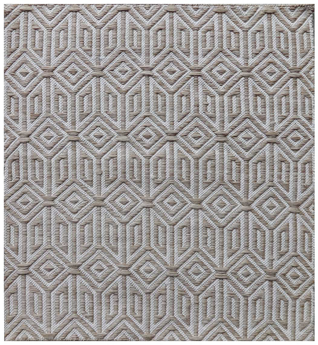 Hand Woven Diamonds and Chevron Outdoor Rug- Beige — Modern Designer Rugs