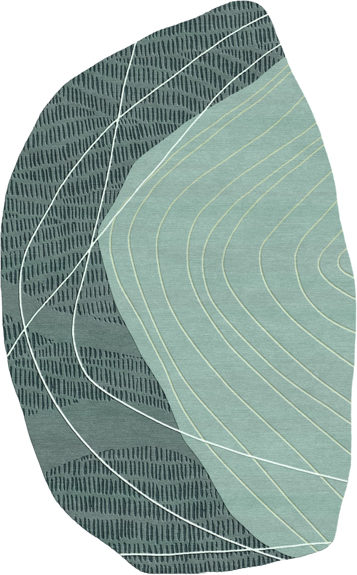 Formations Odd-Shaped Oval Green Area Rug — Modern Designer Rugs